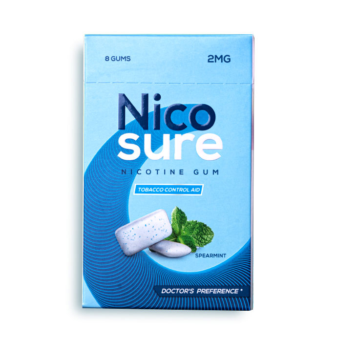 Buy Nicosure 2mg Sugar Free Spearmint Nicotine Gums, 8 Count | 19 ...