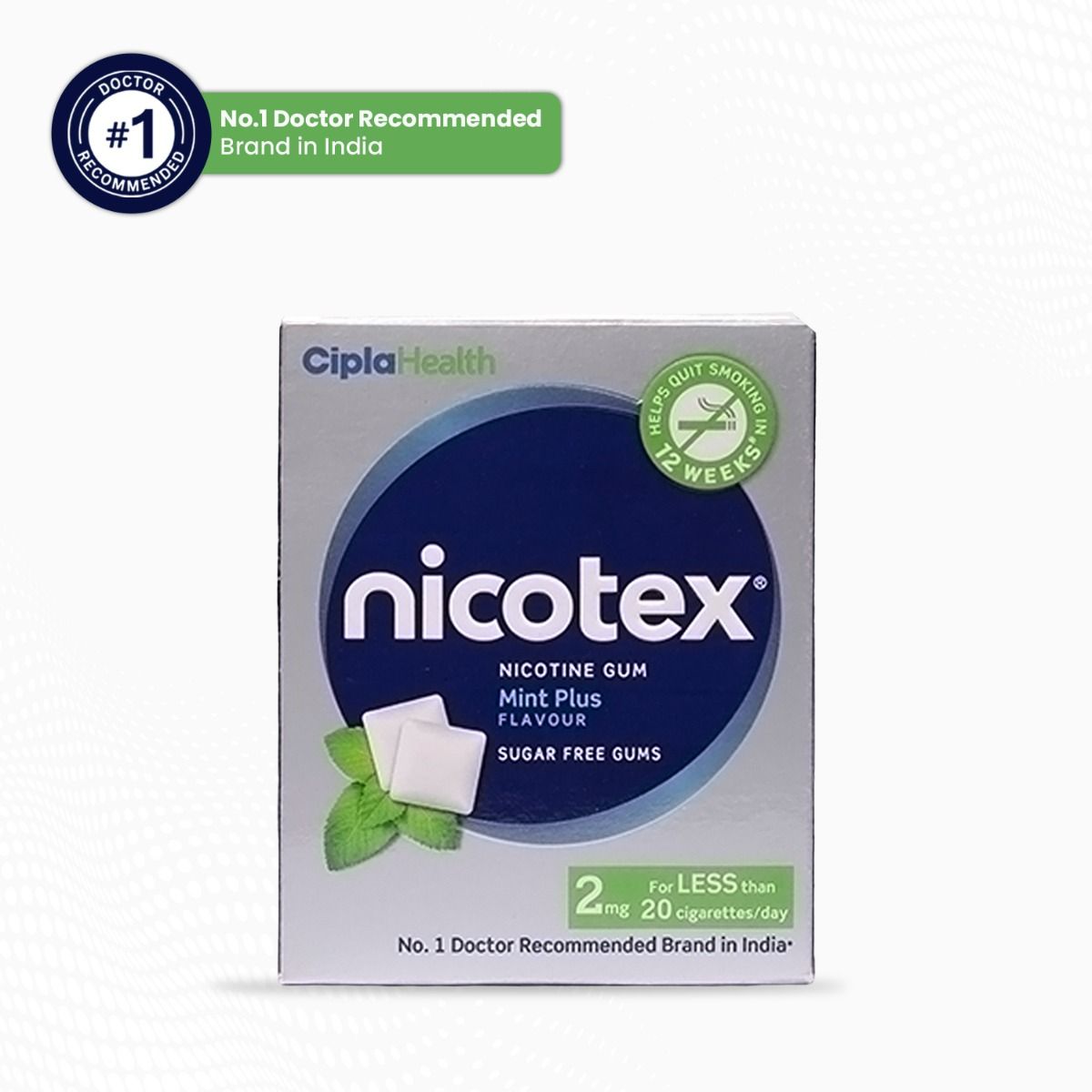Buy Nicotex 2mg Sugar Free Mint Plus Flavour Nicotine Gum, 12 Count ...