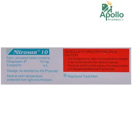 Nitrosun 10 Tablet | Uses, Side Effects, Price | Apollo Pharmacy