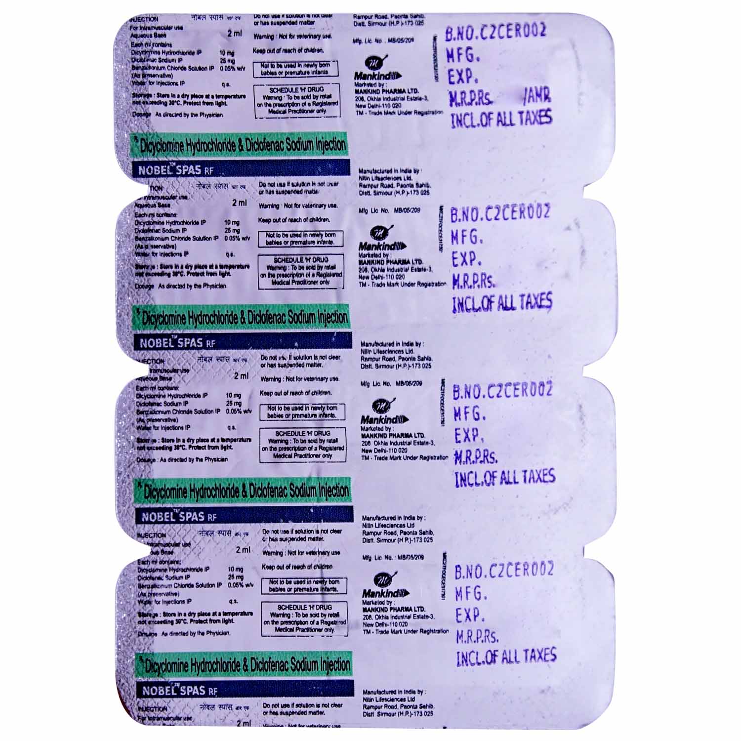 NOBEL SPAS INJECTION 2ML Price, Uses, Side Effects, Composition ...