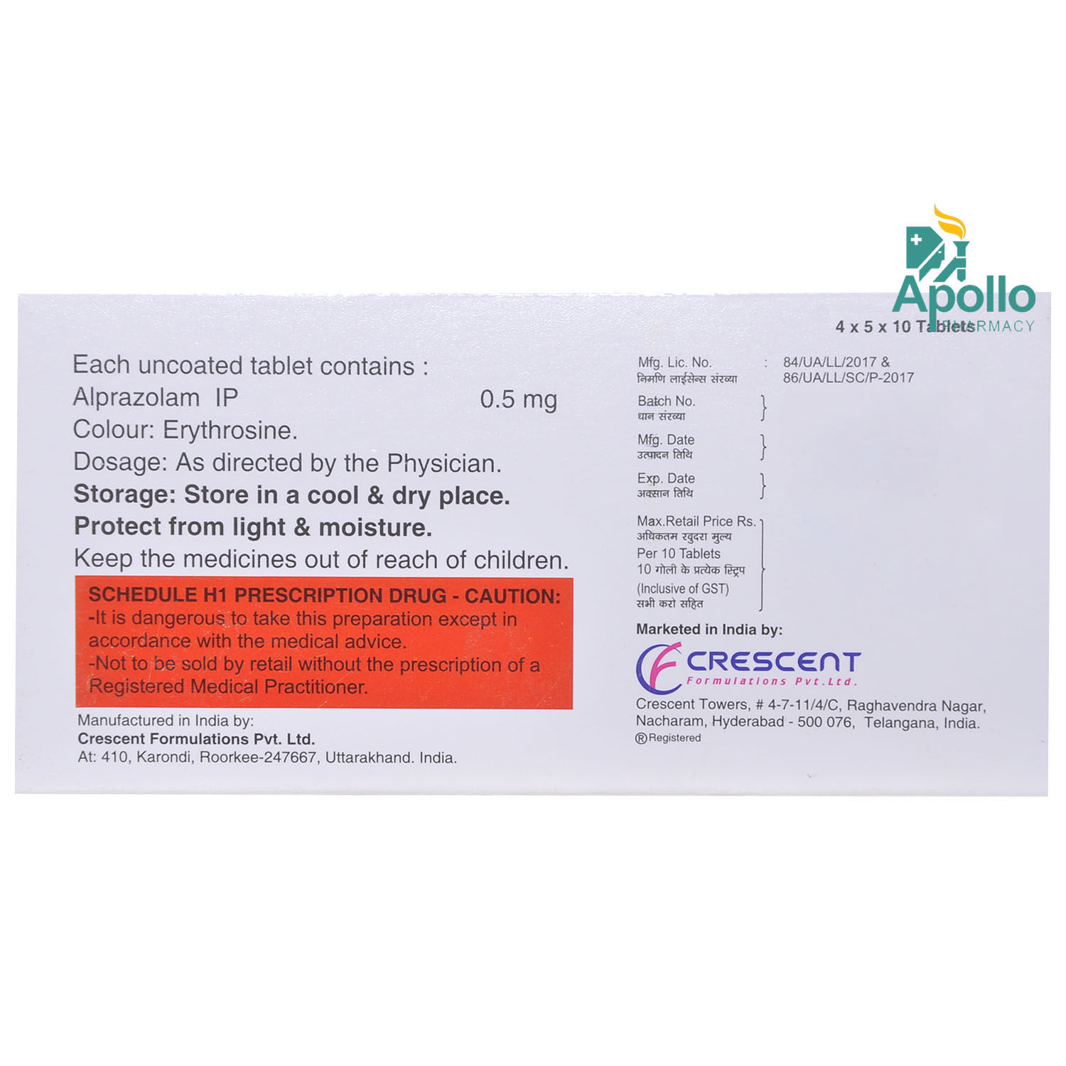 NOTENCE 0.5MG TABLET Price, Uses, Side Effects, Composition - Apollo ...