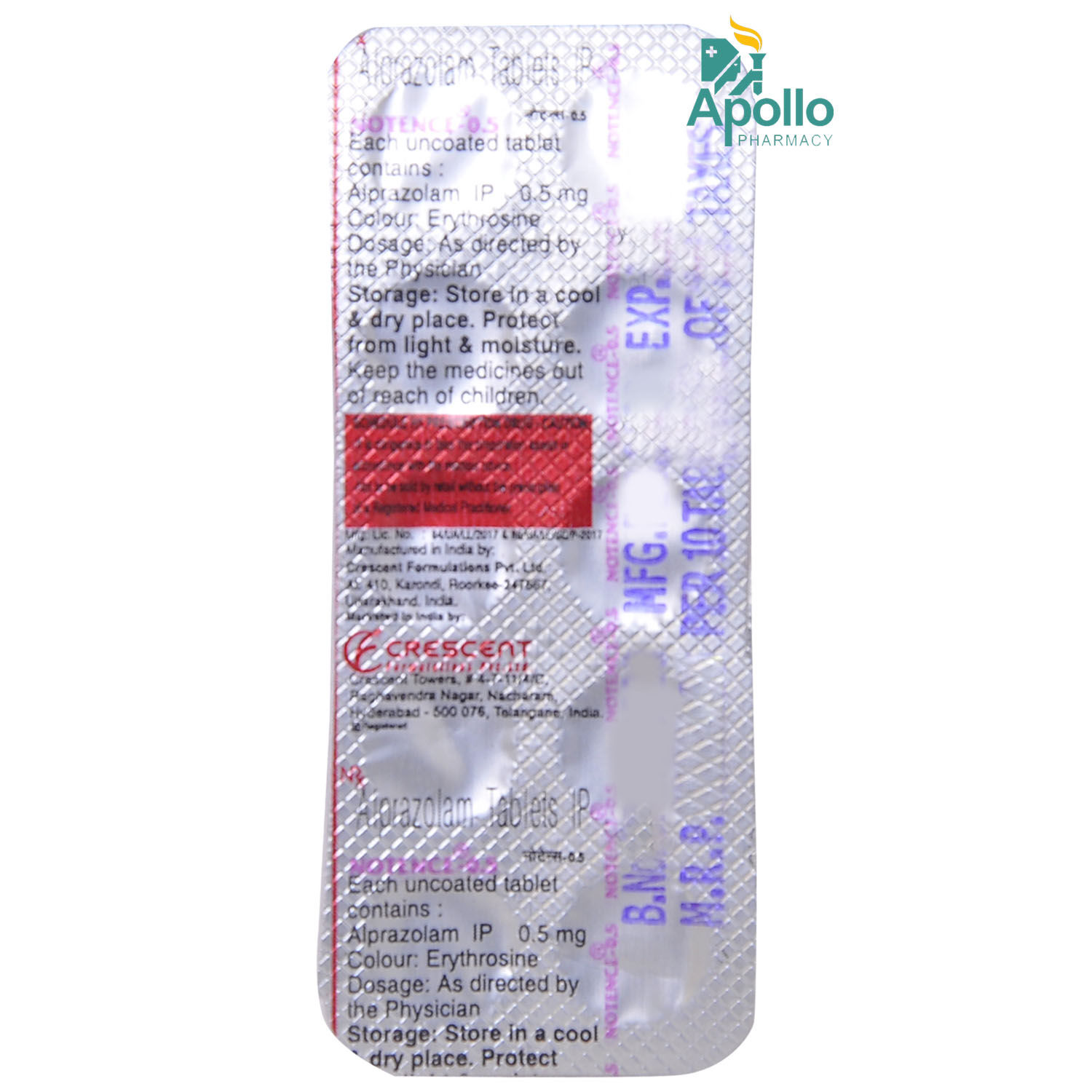 NOTENCE 0.5MG TABLET Price, Uses, Side Effects, Composition - Apollo ...