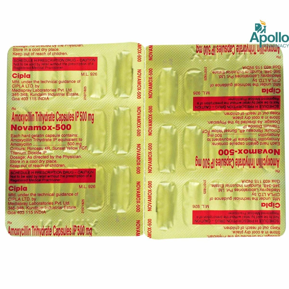 Novamox-500 Capsule 15's Price, Uses, Side Effects, Composition ...