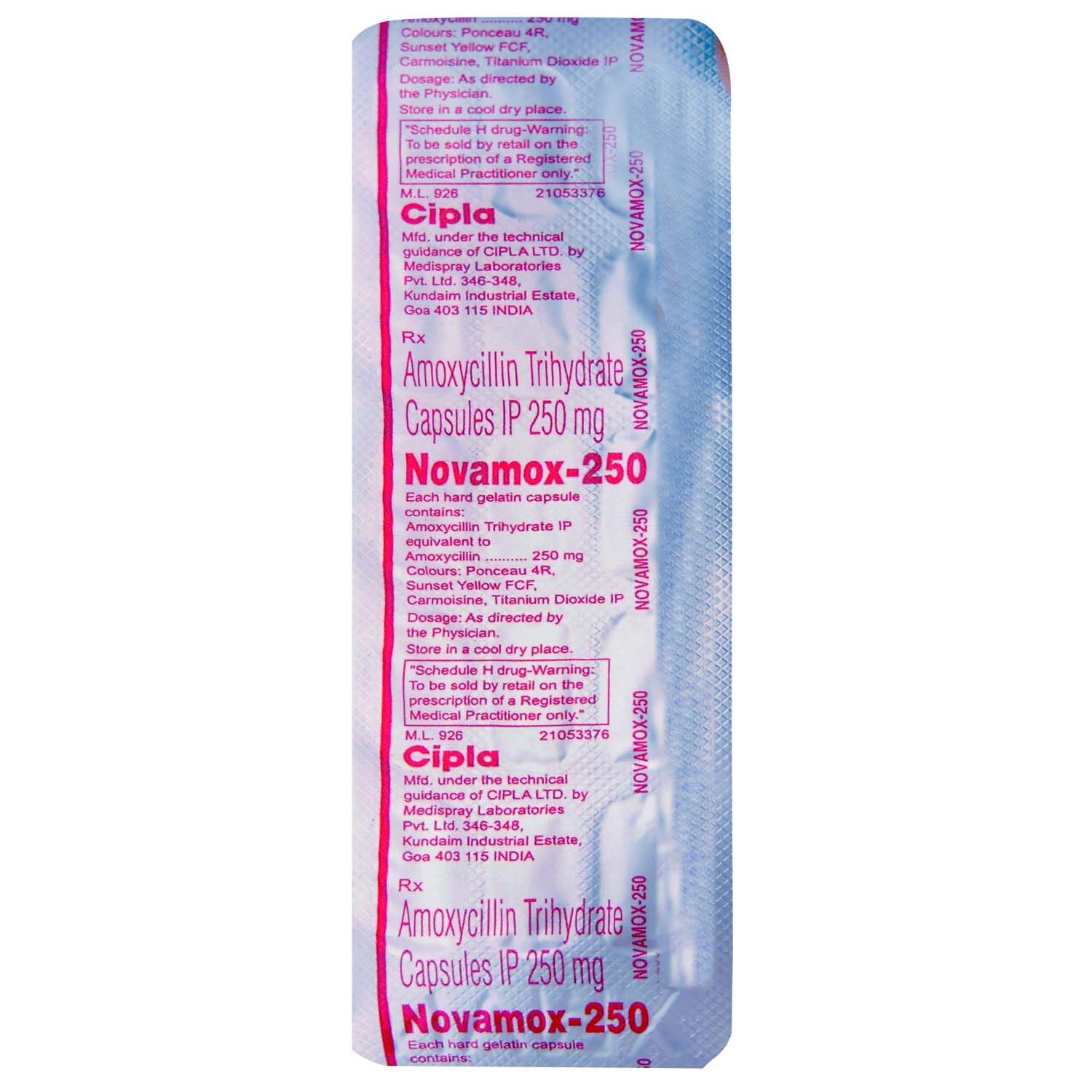 Novamox-250 Capsule | Uses, Side Effects, Price | Apollo Pharmacy