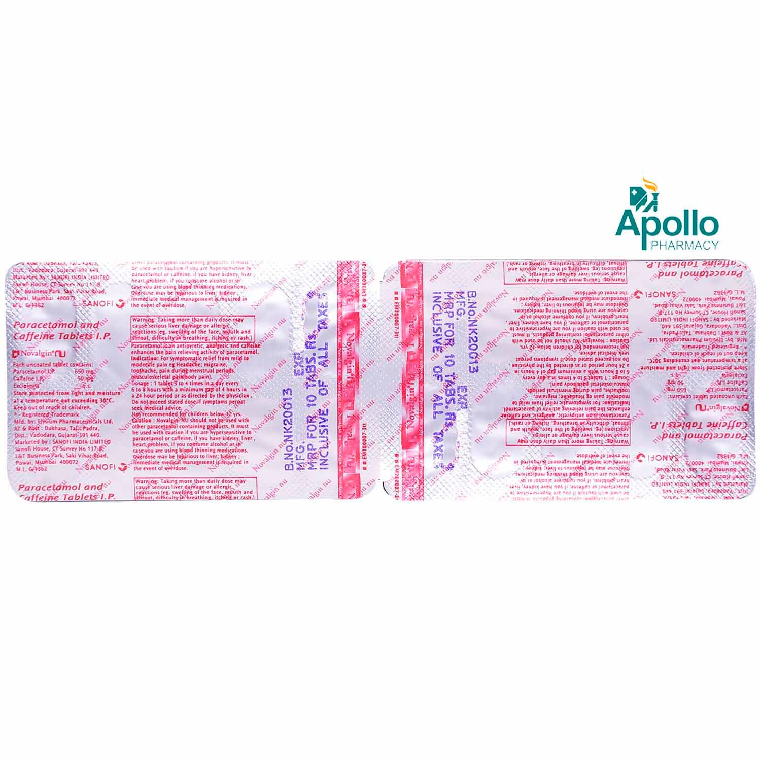 Novalgin NU Tablet 10's Price, Uses, Side Effects, Composition - Apollo ...