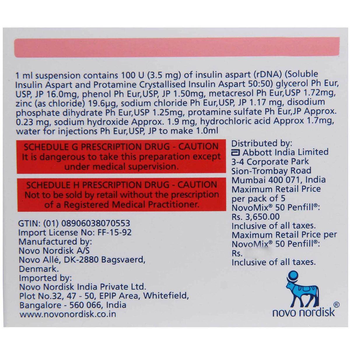 Novomix 50 100IU/ml Penfill 3ml Price, Uses, Side Effects, Composition ...