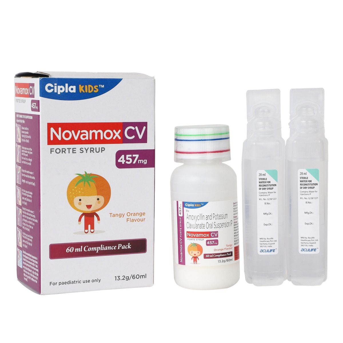 Novamox CV Forte Tangy Orange Syrup | Uses, Side Effects, Price ...