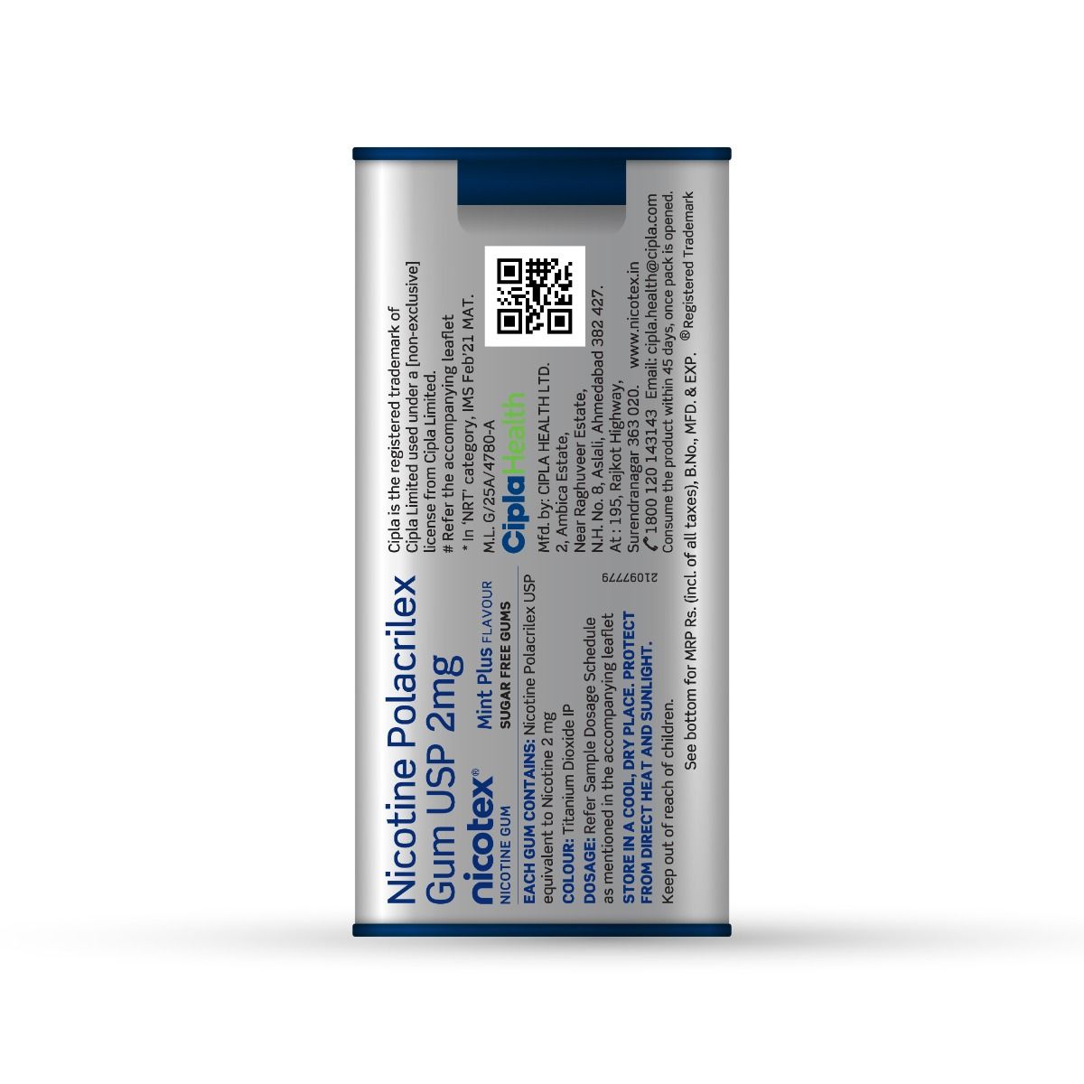 Nicotex 2 mg Sugar Free Mint Plus Flavour Nicotine Gum, 29 Count Price ...