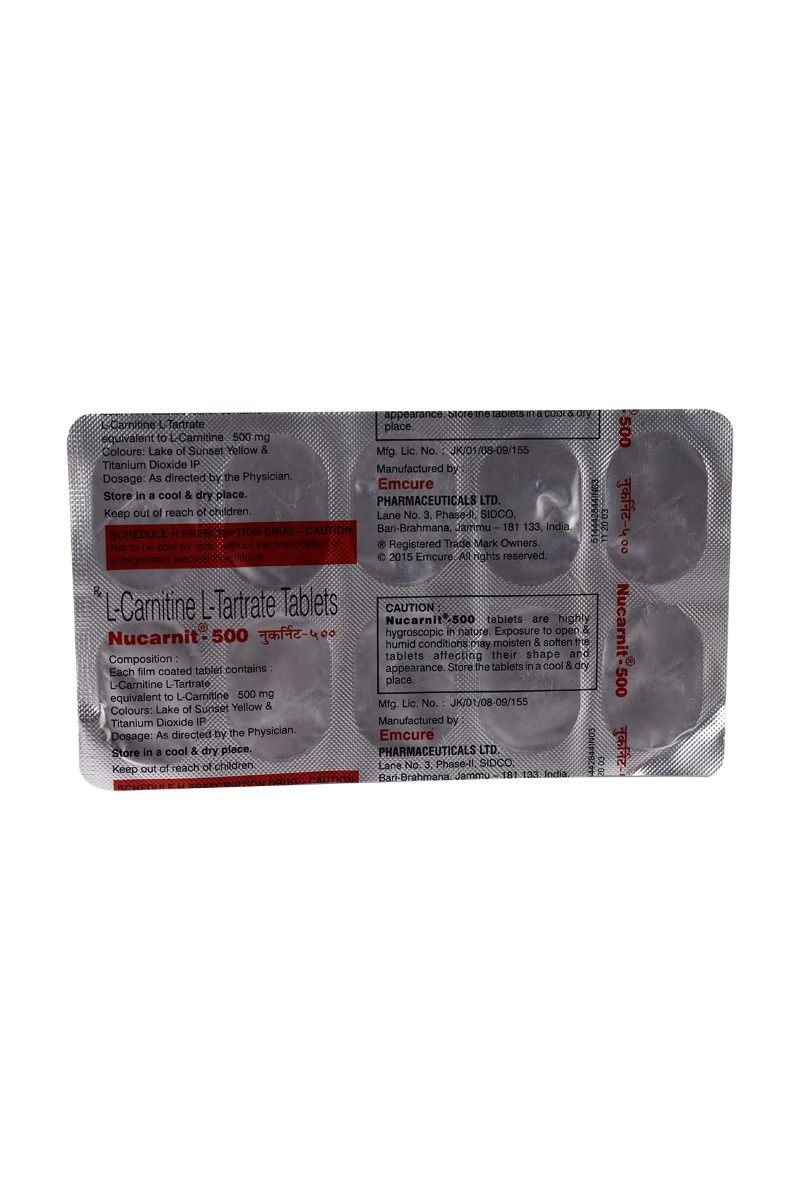 Nucarnit 500 Tablet 10's Price, Uses, Side Effects, Composition ...