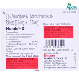 Numlo D 2.5 Tablet | Uses, Side Effects, Price | Apollo Pharmacy