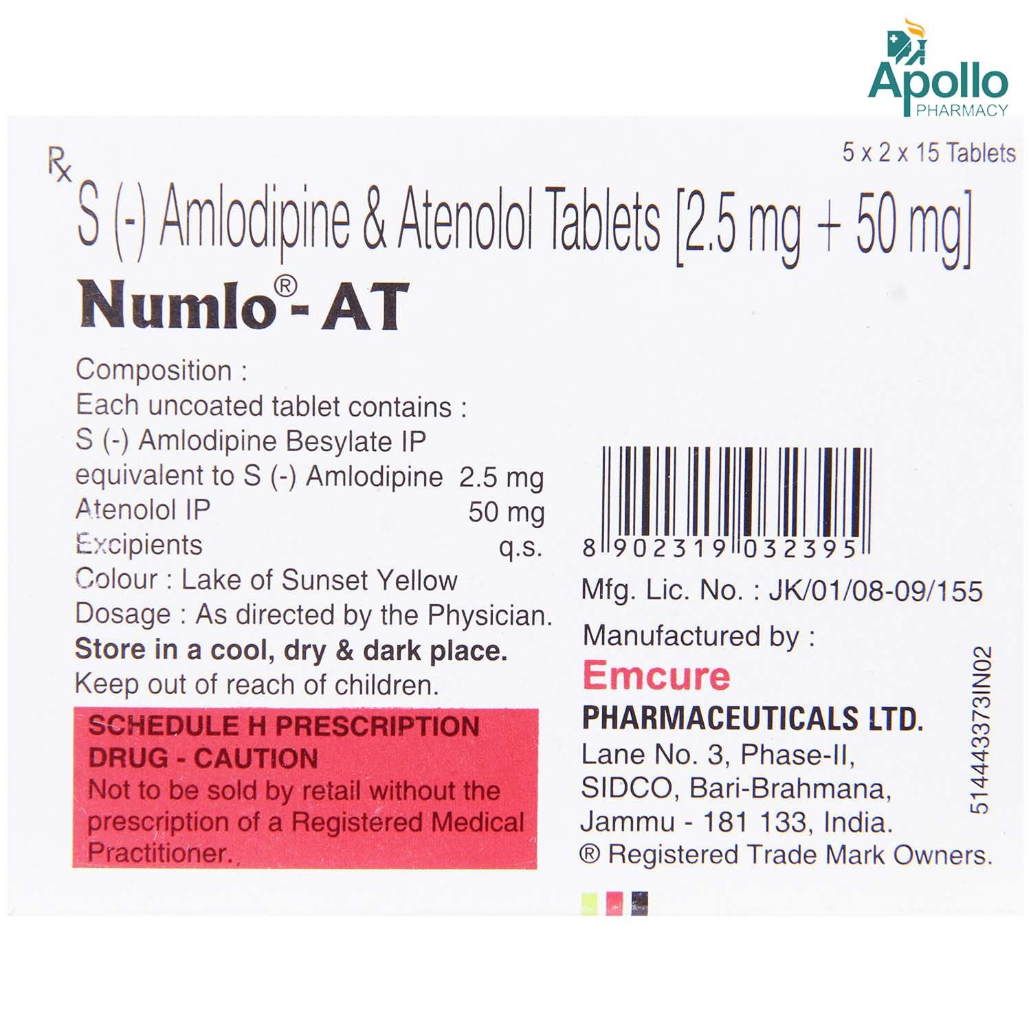 Numlo-AT Tablet 15's Price, Uses, Side Effects, Composition - Apollo ...