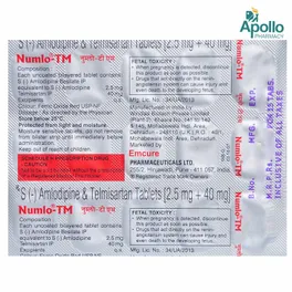 Numlo-TM 2.5 mg Tablet | Uses, Side Effects, Price | Apollo Pharmacy