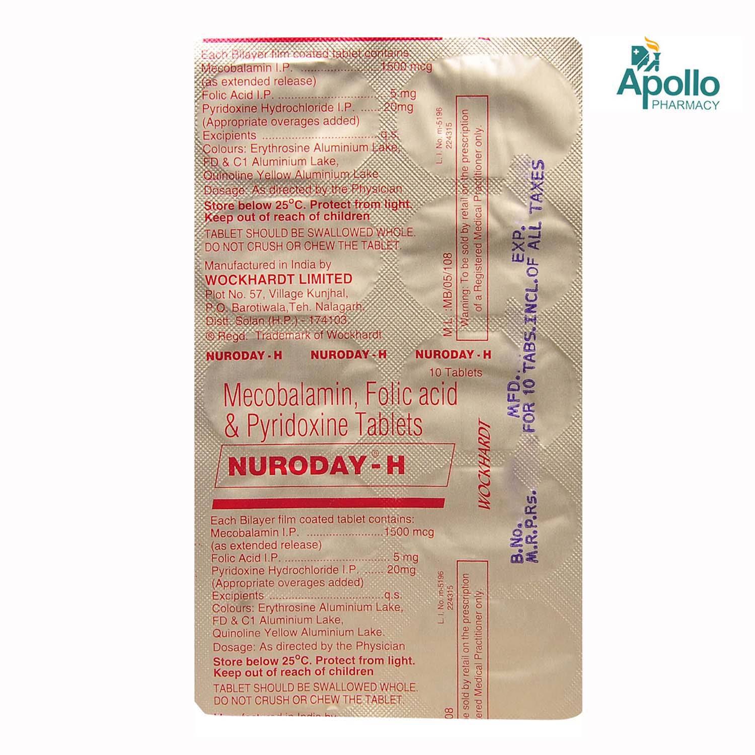 Nuroday-H Tablet 10's Price, Uses, Side Effects, Composition - Apollo ...