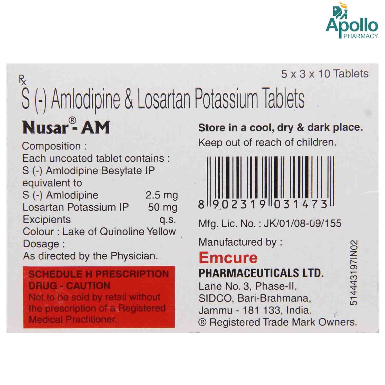 Nusar-AM Tablet 10's Price, Uses, Side Effects, Composition - Apollo ...