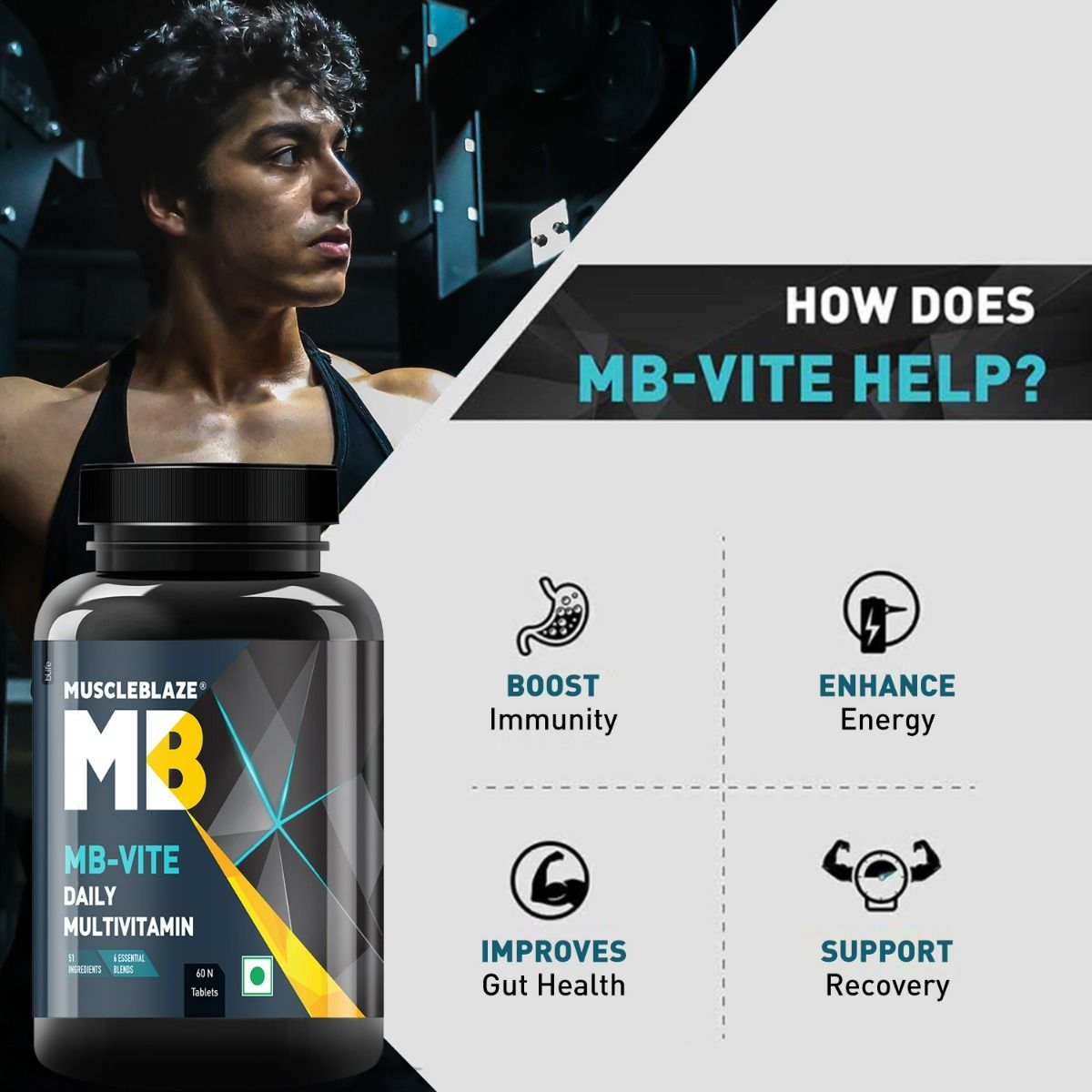 MuscleBlaze MB-VITE Daily Multivitamin, 60 tablets Price, Uses, Side ...
