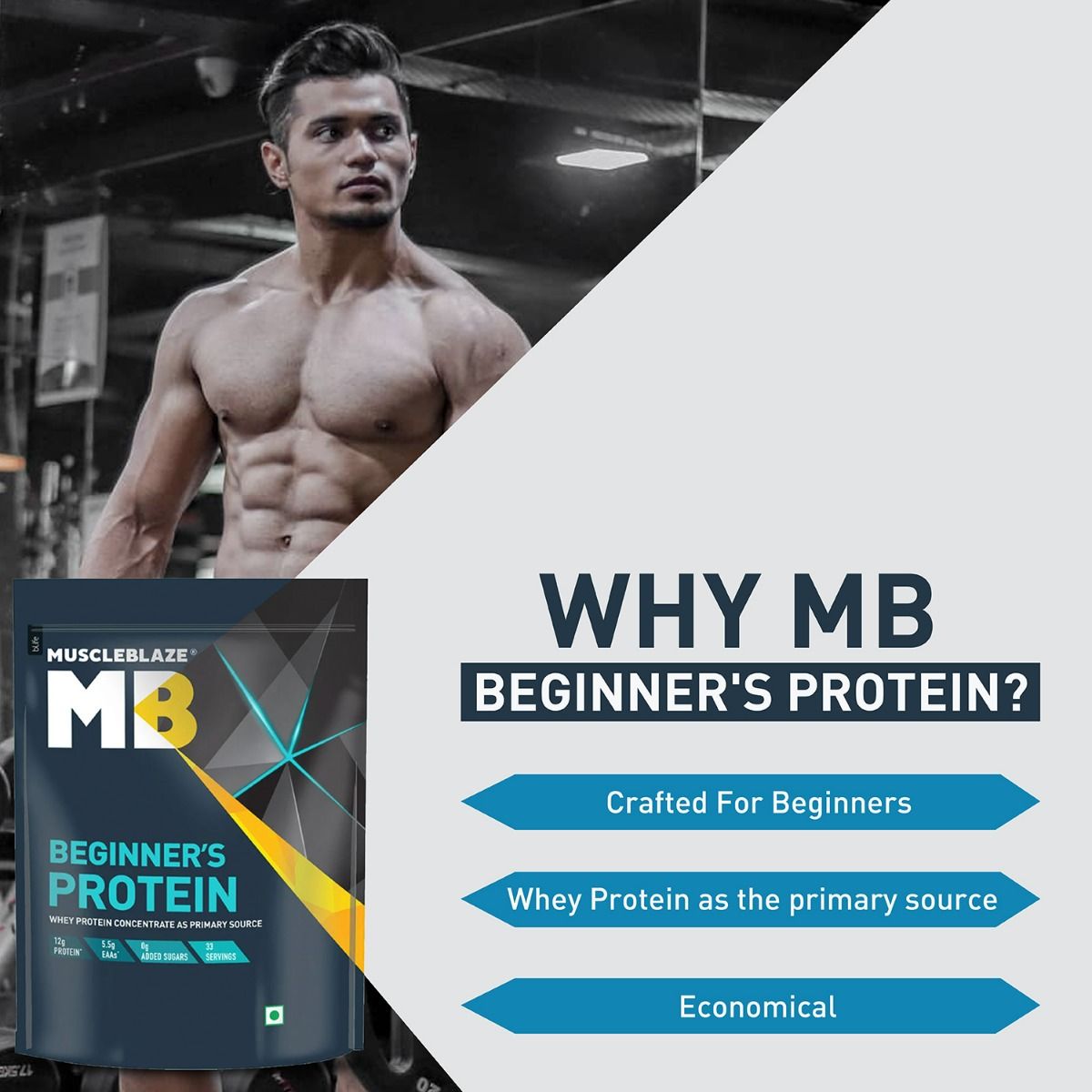 MuscleBlaze Beginner's Whey Protein Concentrate Chocolate Flavour ...