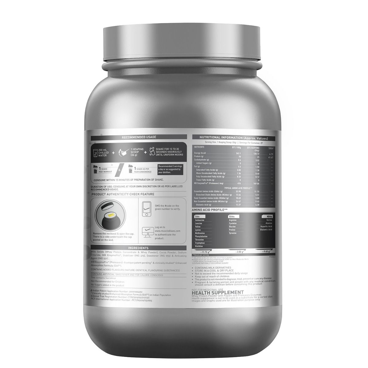 MuscleBlaze Biozyme Performance Whey Protein Rich Chocolate Flavour ...
