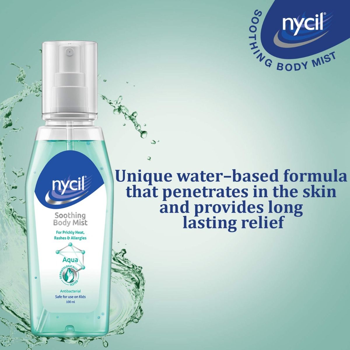 Nycil Body Mist Aqua Prickly Heat Spray, 100 ml Price, Uses, Side ...