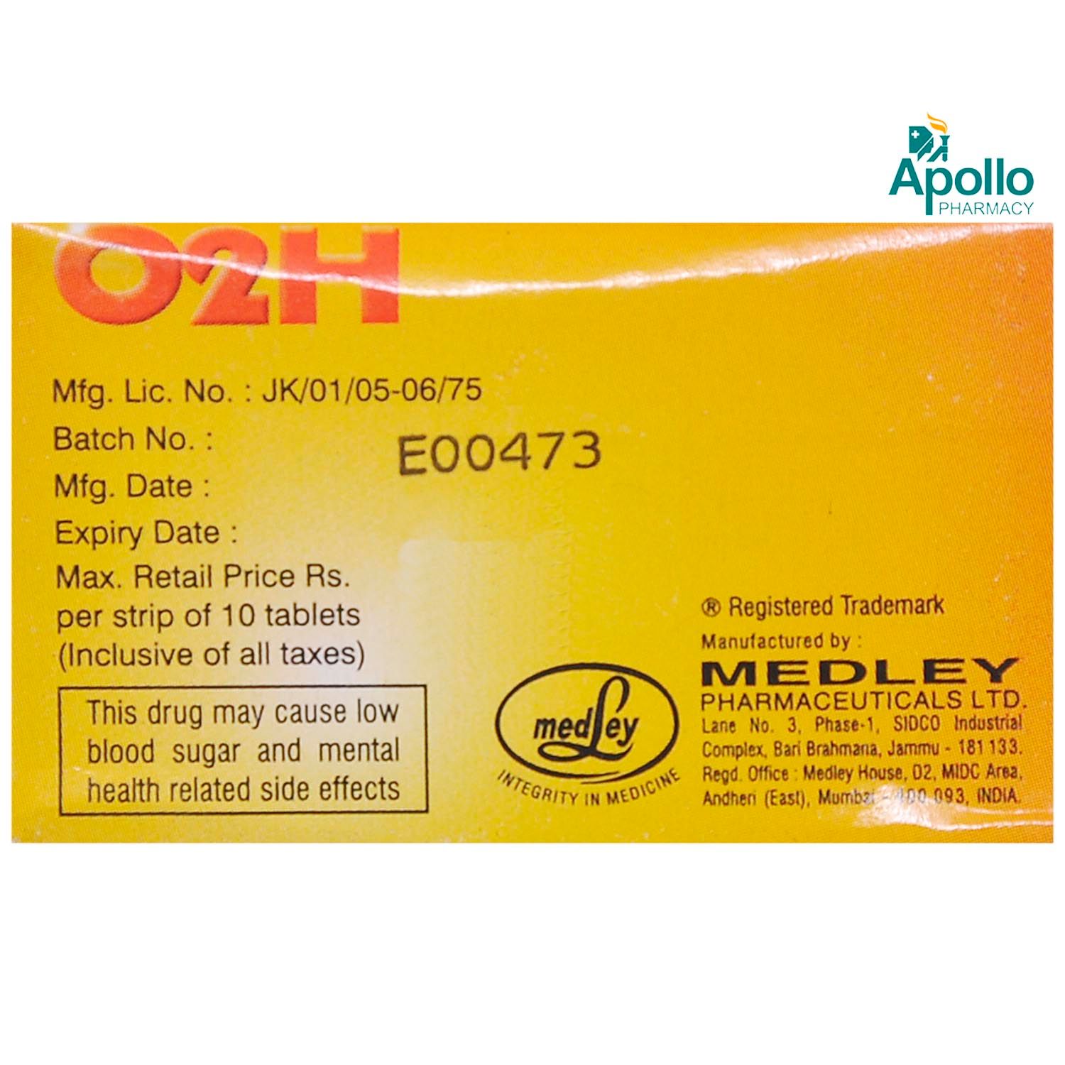 O2H Tablet 10's Price, Uses, Side Effects, Composition - Apollo Pharmacy