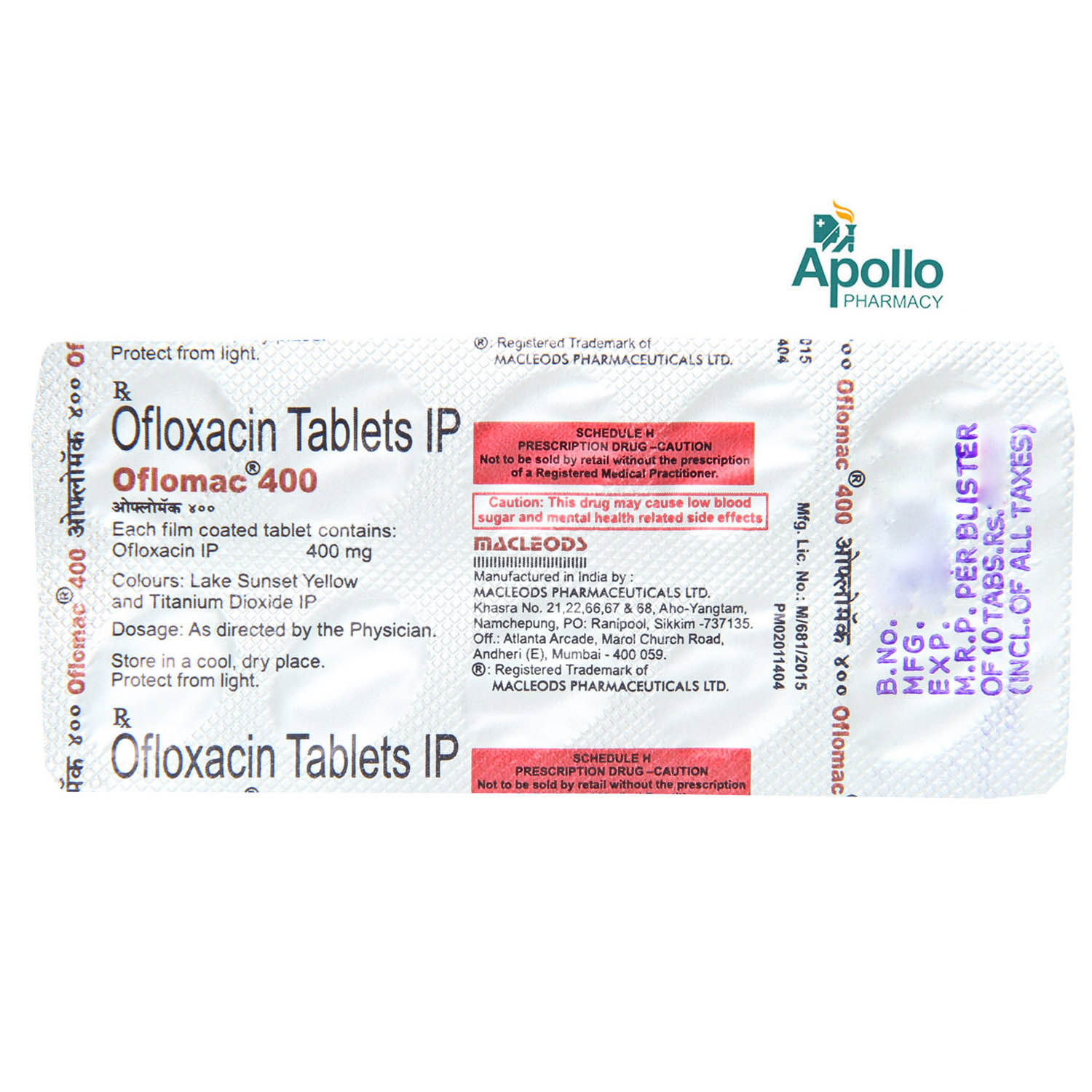 Oflomac 400 Tablet 10's Price, Uses, Side Effects, Composition - Apollo Pharmacy