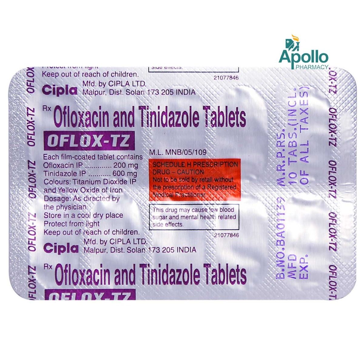 Oflox TZ Tablet 10's Price, Uses, Side Effects, Composition - Apollo ...