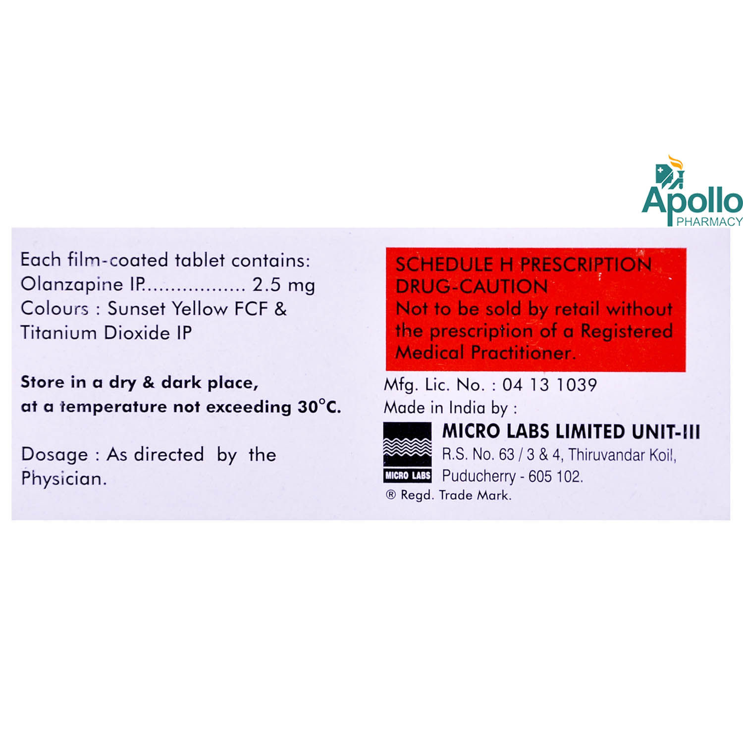 OLAN 2.5MG TABLET Price, Uses, Side Effects, Composition - Apollo Pharmacy