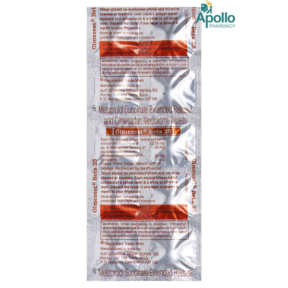 Olmezest Beta 25 Tablet 10's Price, Uses, Side Effects, Composition ...