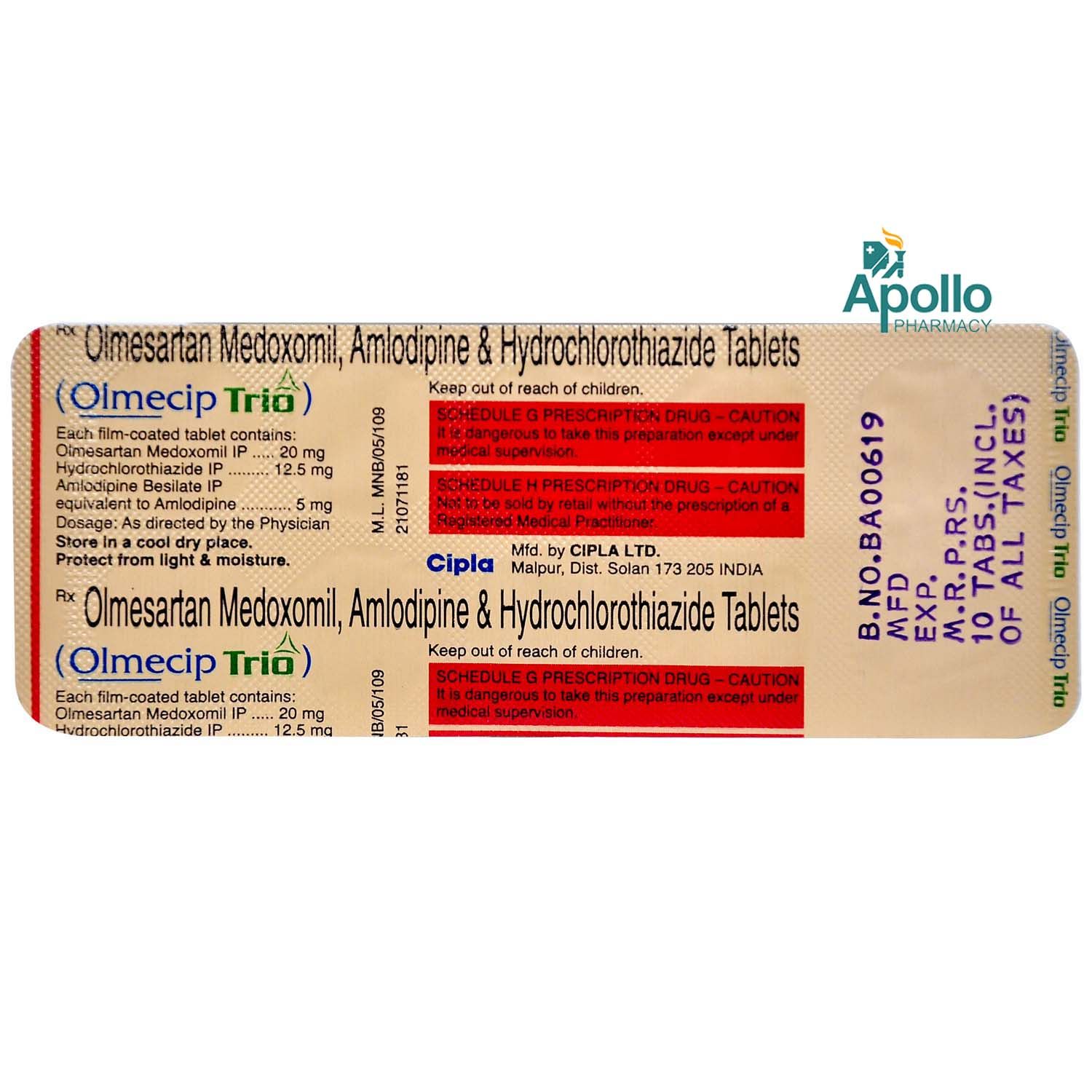 Olmecip Trio Tablet 10's Price, Uses, Side Effects, Composition ...