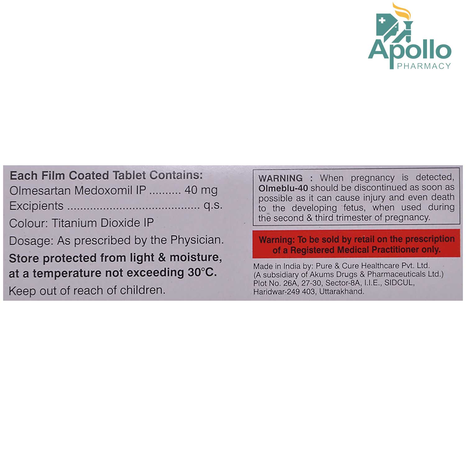 OLMEBLUE H 40MG TABLET Price, Uses, Side Effects, Composition - Apollo ...