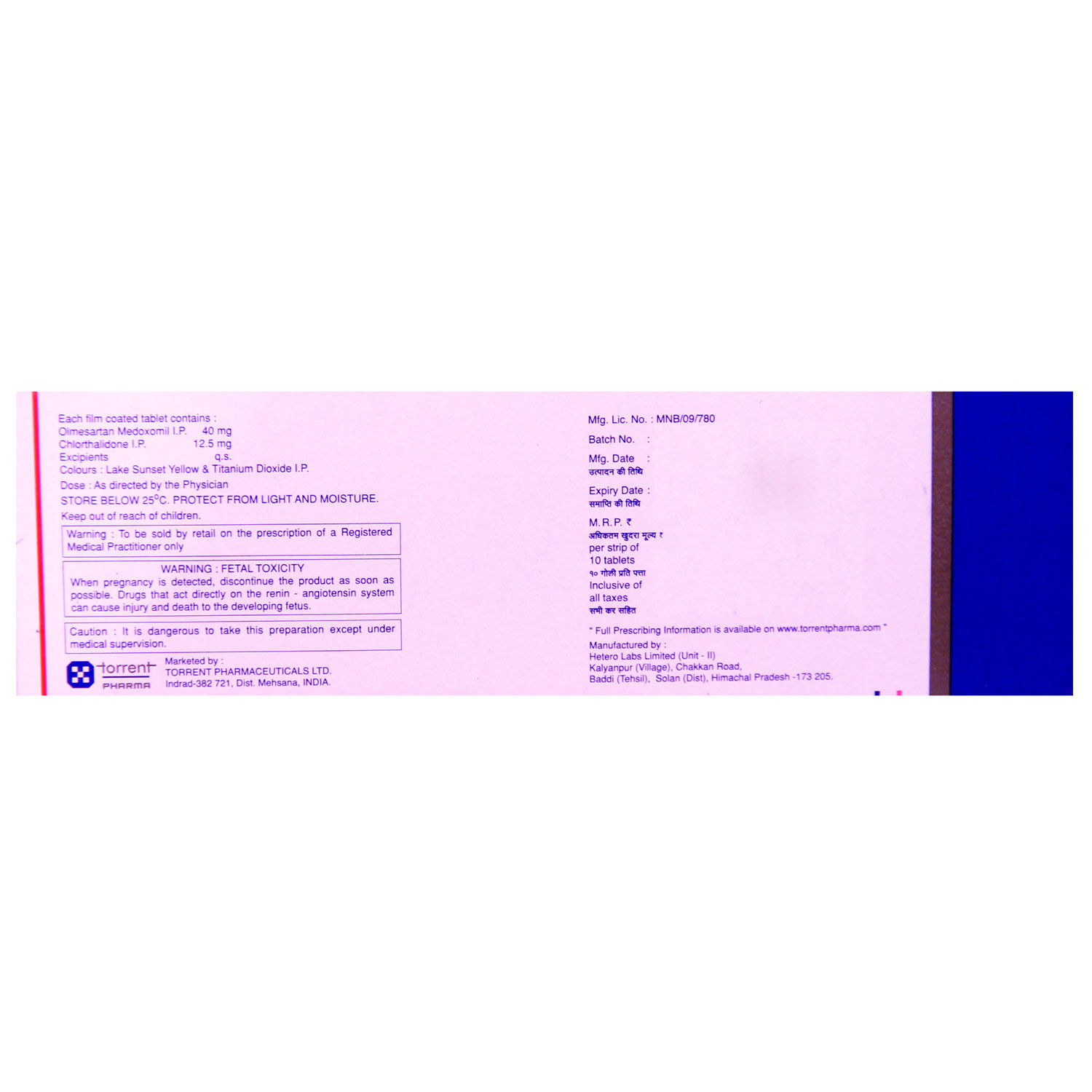 Olmetor CH 40 Tablet 10's Price, Uses, Side Effects, Composition ...