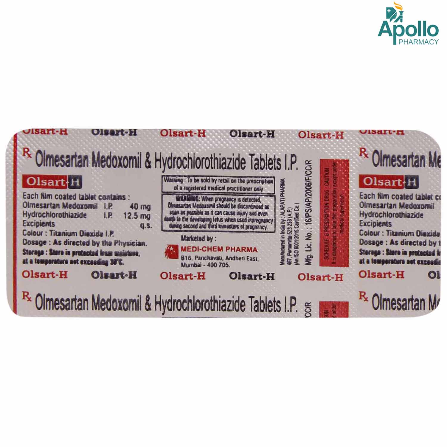 OLSART H 40MG TABLET 10'S Price, Uses, Side Effects, Composition ...