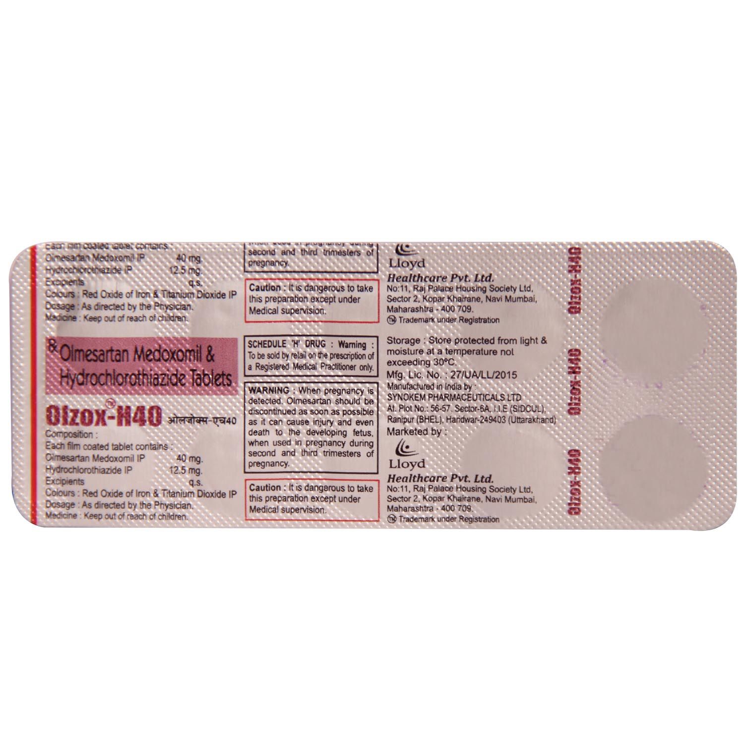 Olzox-H 40 Tablet 10's Price, Uses, Side Effects, Composition - Apollo ...