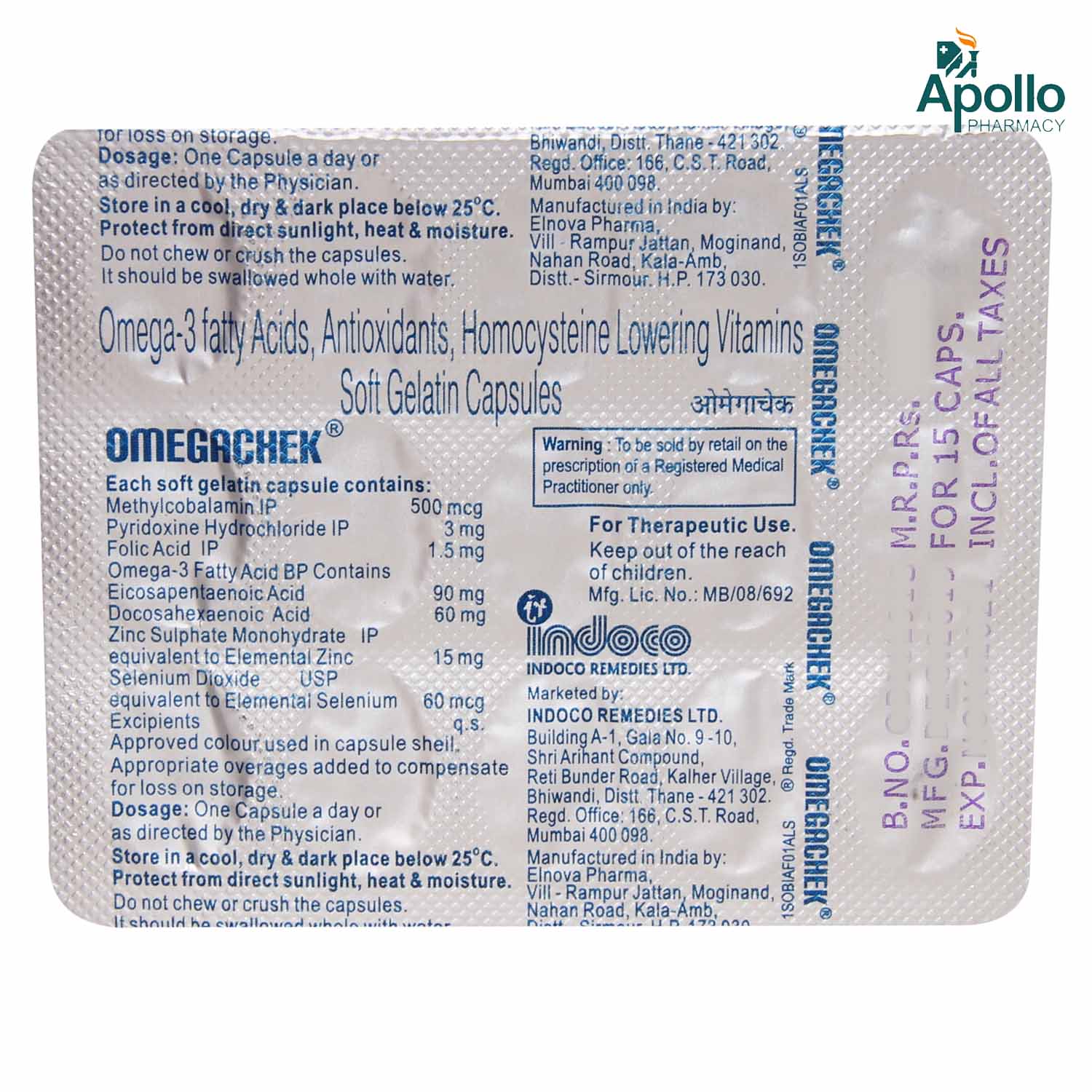 Omegachek Capsule 15's Price, Uses, Side Effects, Composition - Apollo ...