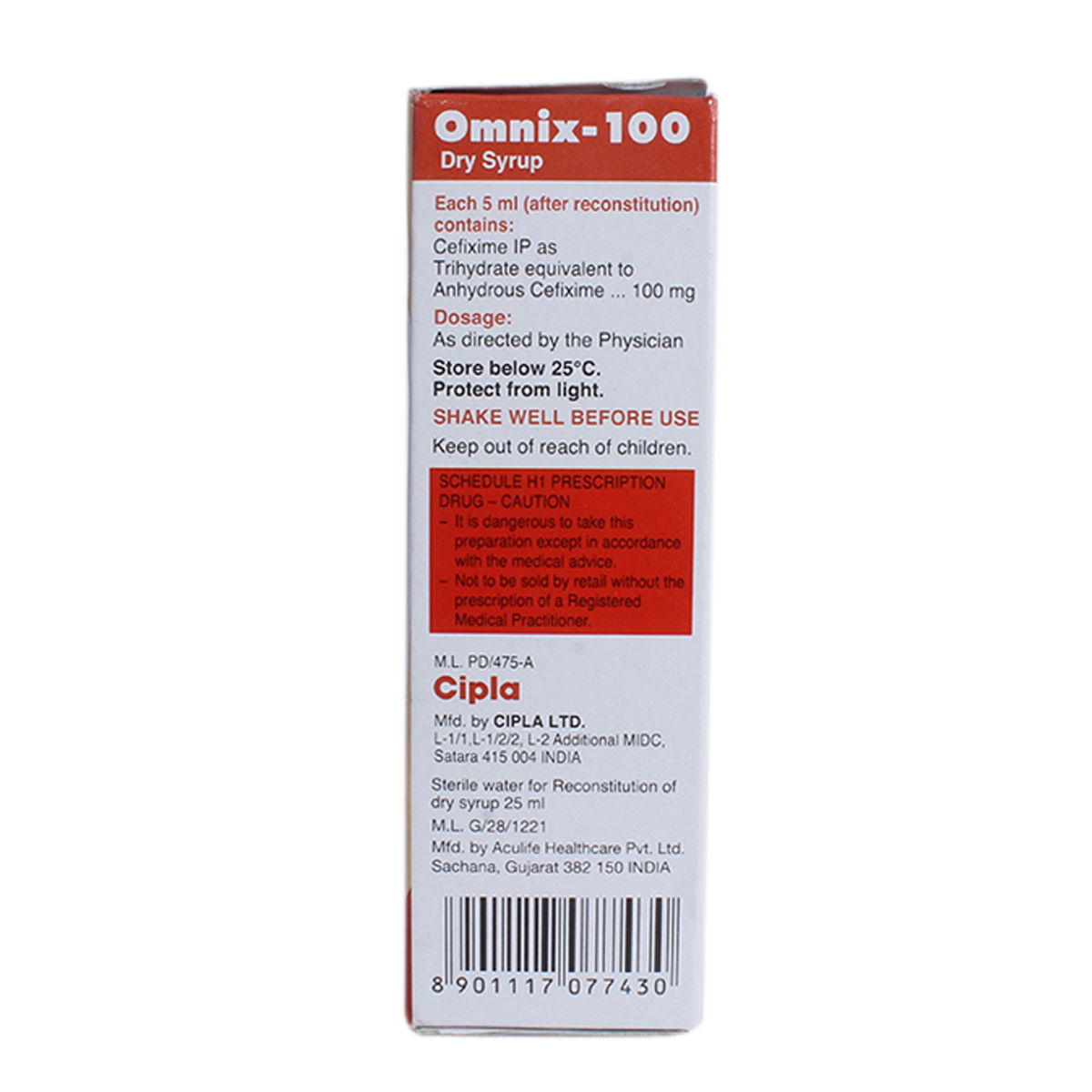 Omnix 100 mg Dry Syrup 30 ml Price, Uses, Side Effects, Composition ...