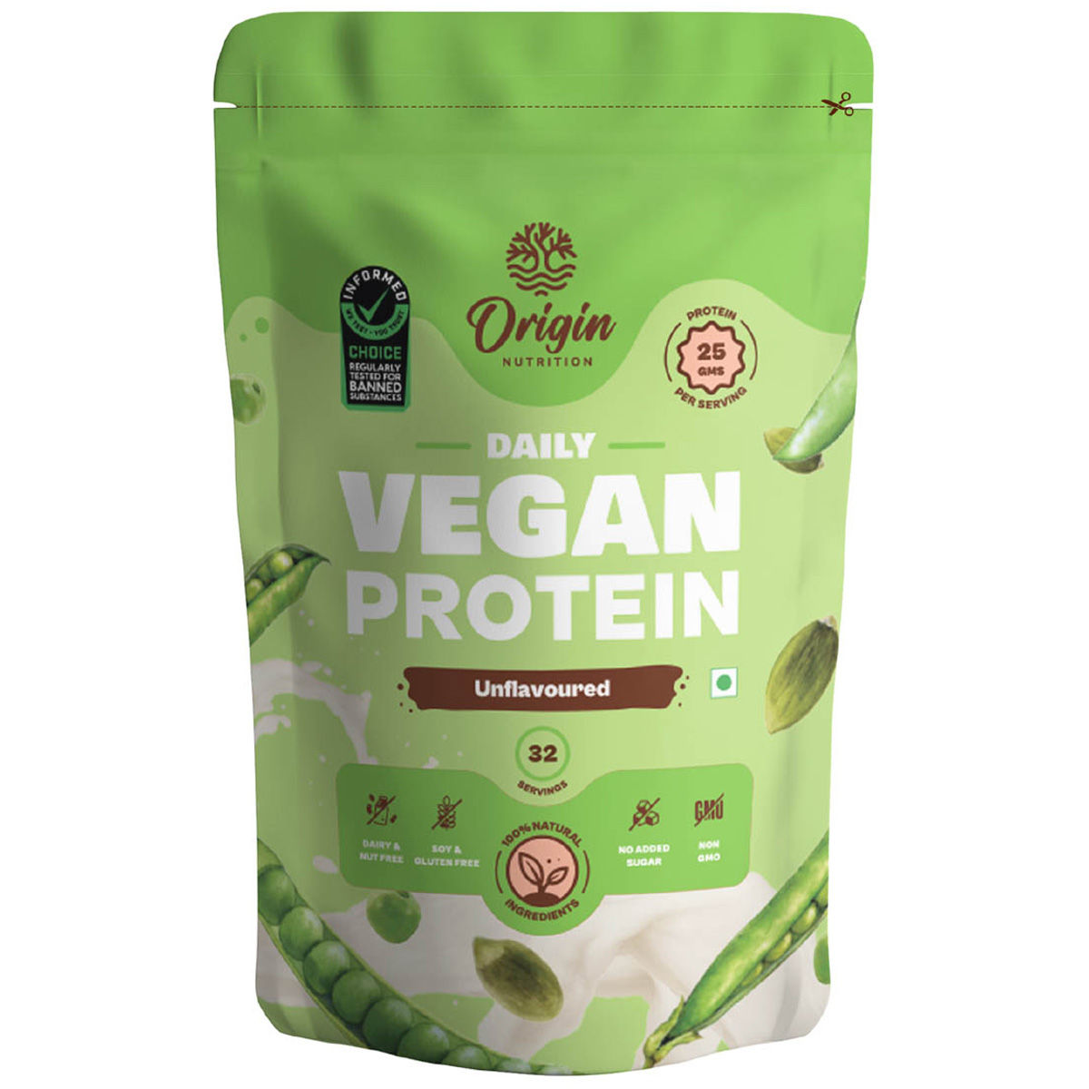 Buy Origin Nutrition 100% Natural Vegan Protein Unflavour Powder, 1 kg ...