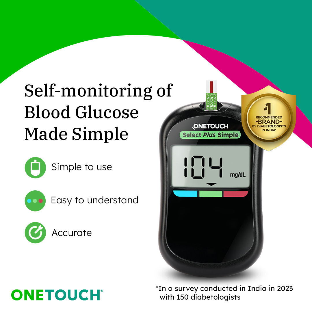 Buy OneTouch Select Plus Simple Glucometer (Free 10 strips + Lancing ...