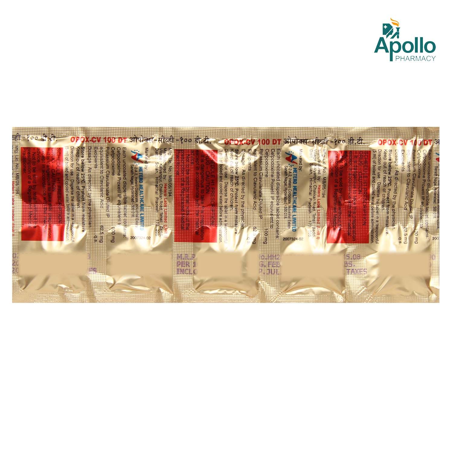 OPOX CV 100MG TABLET Price, Uses, Side Effects, Composition - Apollo ...