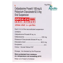 Opox Cv 100 Mg Dry Syrup | Uses, Side Effects, Price | Apollo Pharmacy