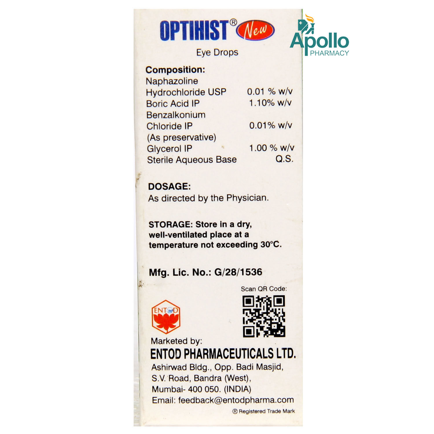 New Optihist Eye Drops 5 ml Price, Uses, Side Effects, Composition ...