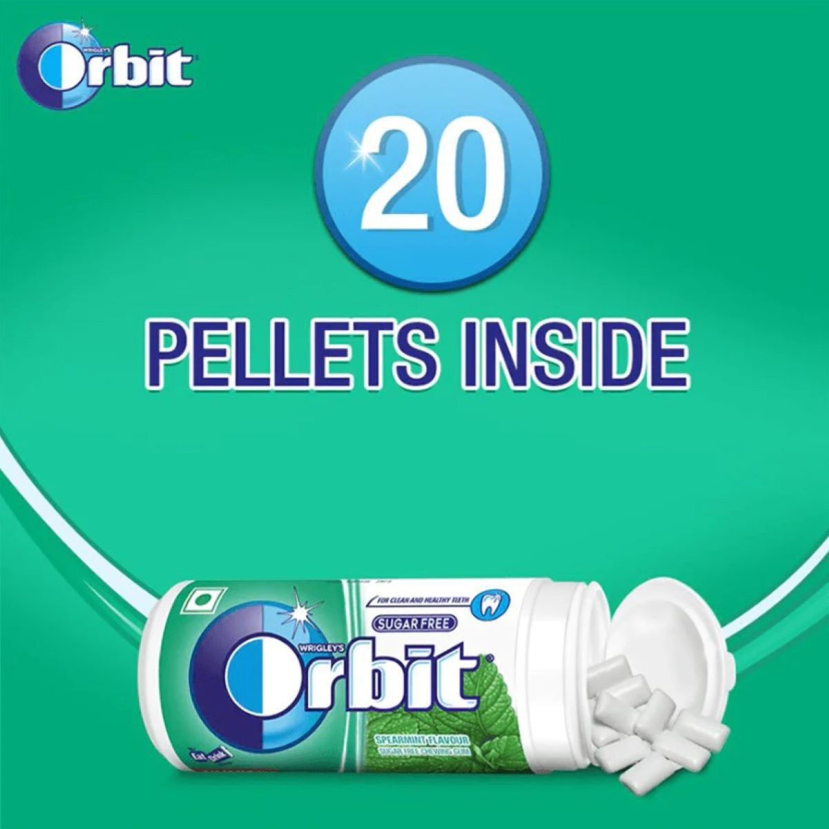 Wrigley's Orbit Sugar-Free Spearmint Flavoured Chewing Gum, 20 Count ...