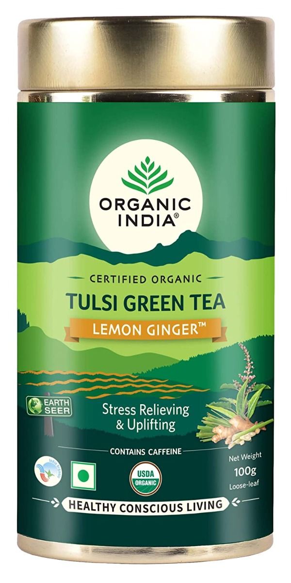 Organic India Tulsi Green Tea Lemon Ginger Powder, 100 gm Price, Uses ...