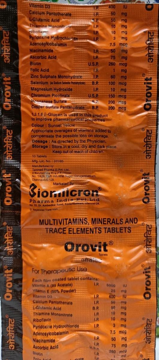 Orovit Tablet 10's Price, Uses, Side Effects, Composition - Apollo Pharmacy