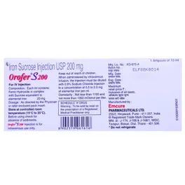 Orofer S 200 Injection | Uses, Side Effects, Price | Apollo Pharmacy
