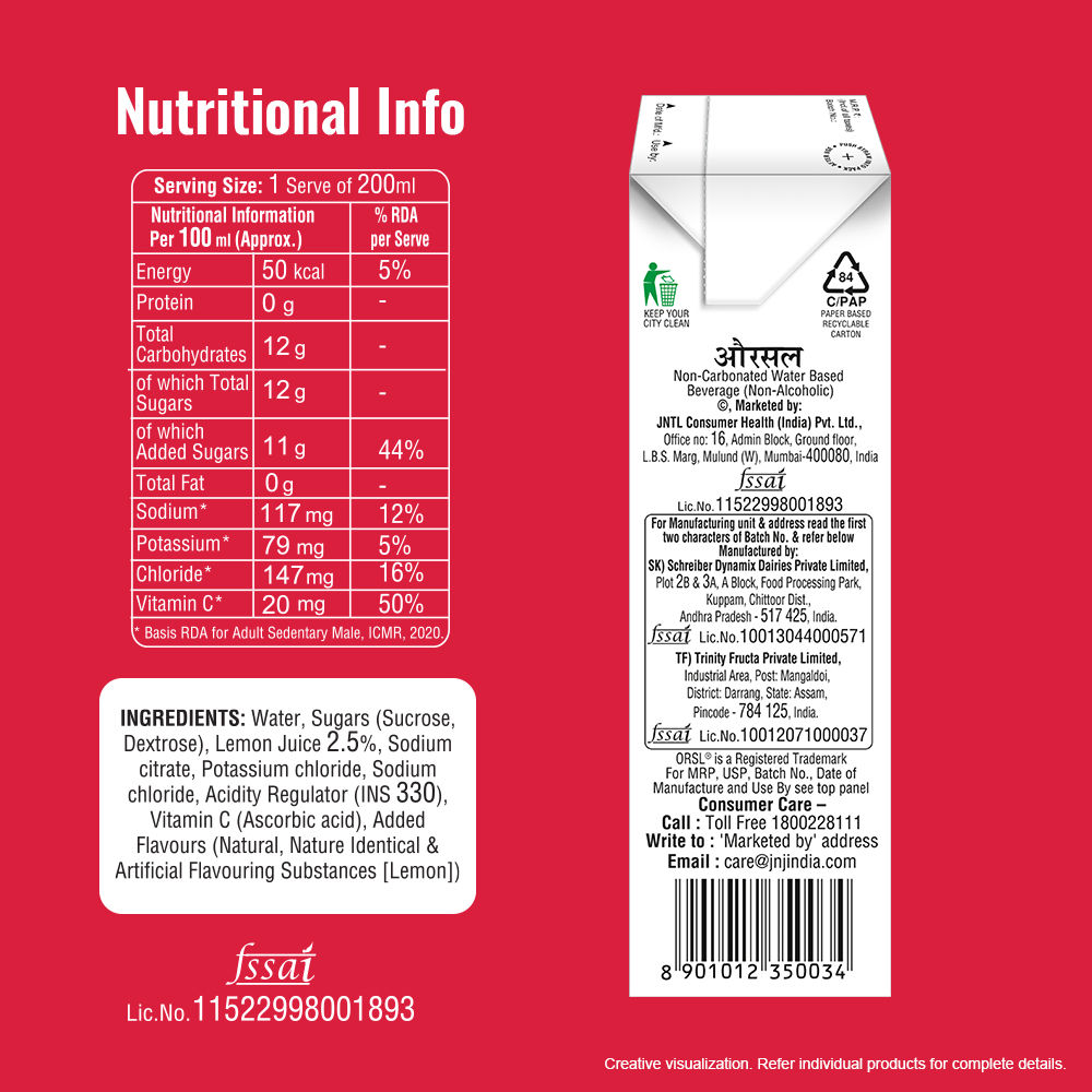 ORSL® Electrolyte Lemon Drink, 200 ml Price, Uses, Side Effects ...