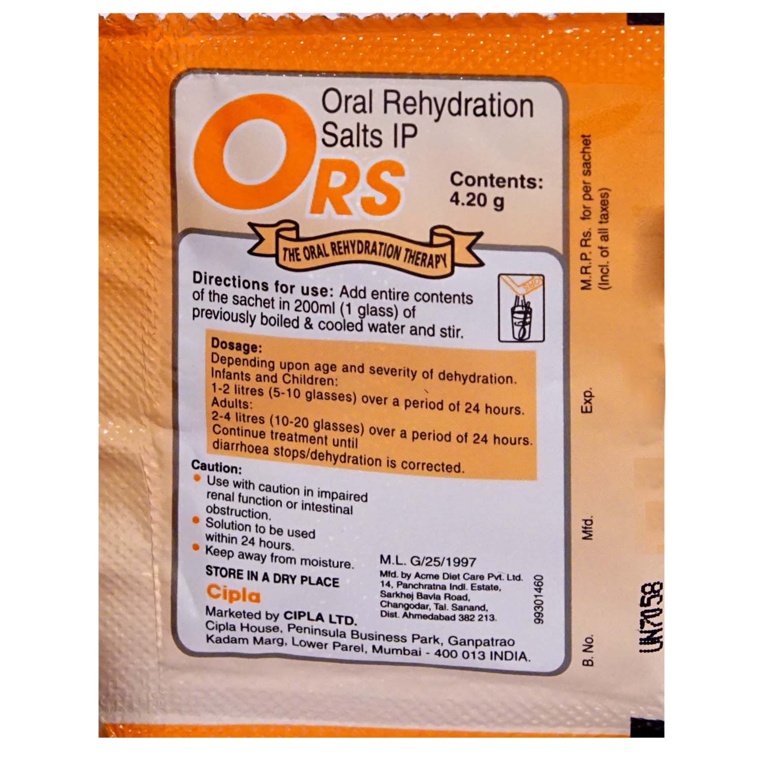 ORS Orange Flavour Sachet | Uses, Side Effects, Price | Apollo Pharmacy
