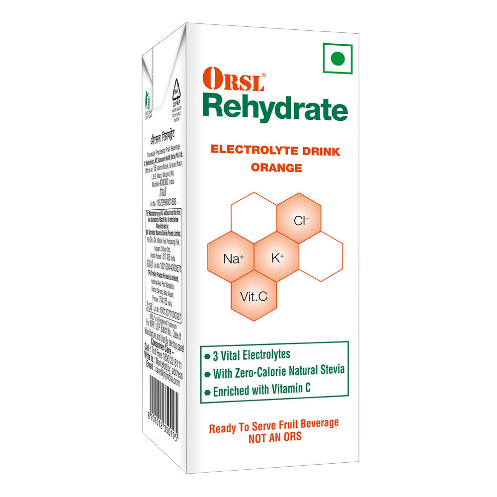 ORSL® Rehydrate Electrolyte Orange Drink, 200 ml Price, Uses, Side ...
