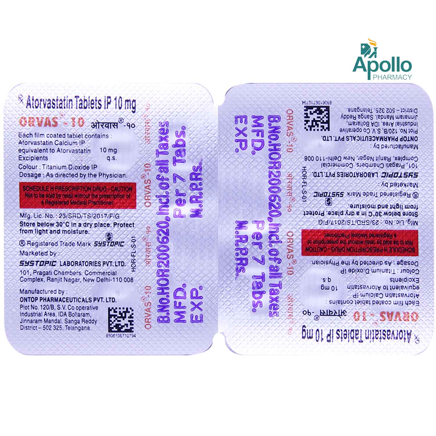 Orvas-10 Tablet 14's Price, Uses, Side Effects, Composition - Apollo ...