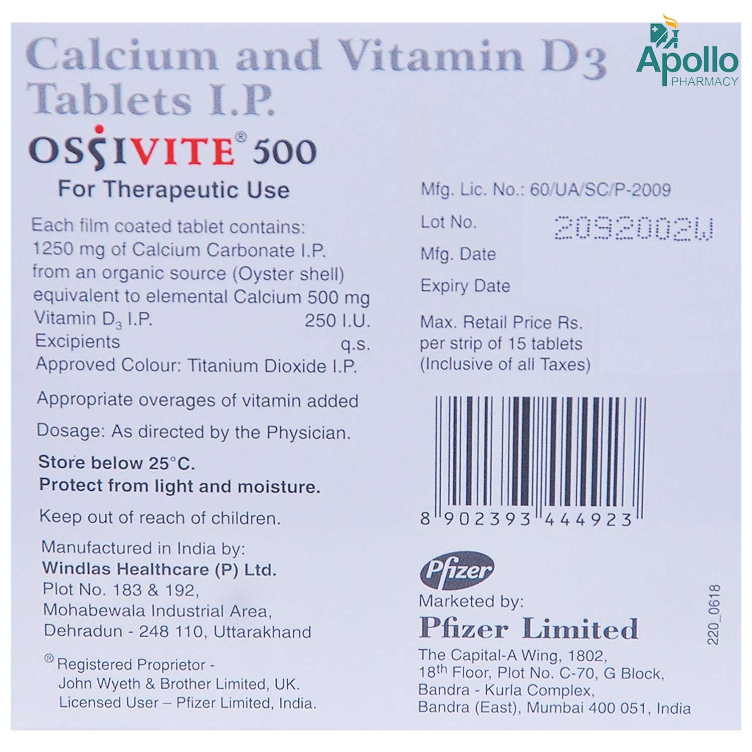 Ossivite 500 Tablet | Uses, Side Effects, Price | Apollo Pharmacy