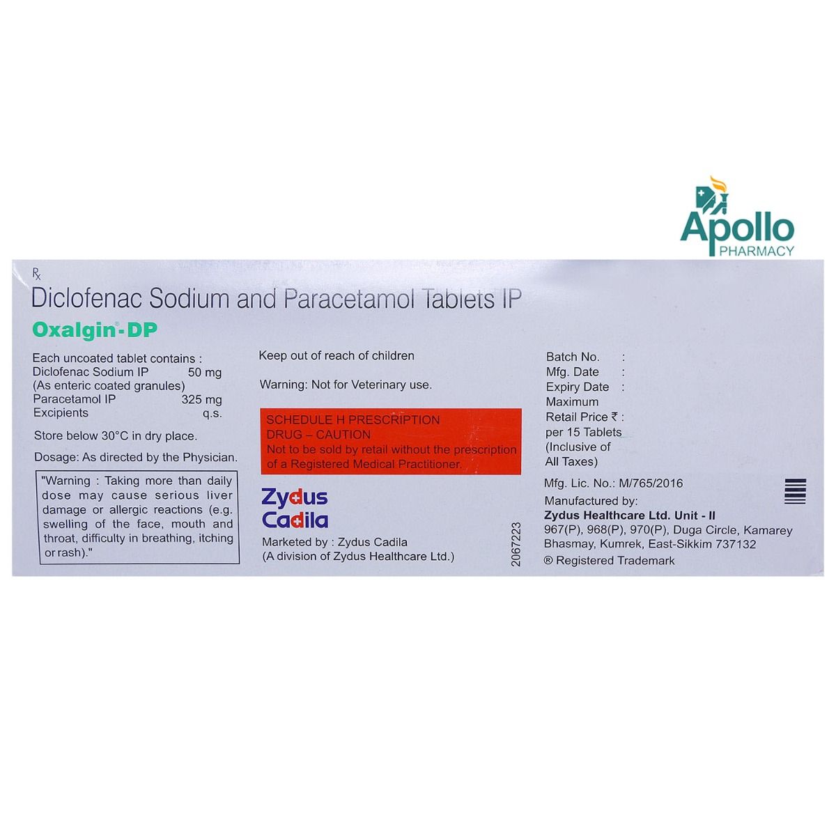 Oxalgin-DP Tablet 15's Price, Uses, Side Effects, Composition - Apollo ...