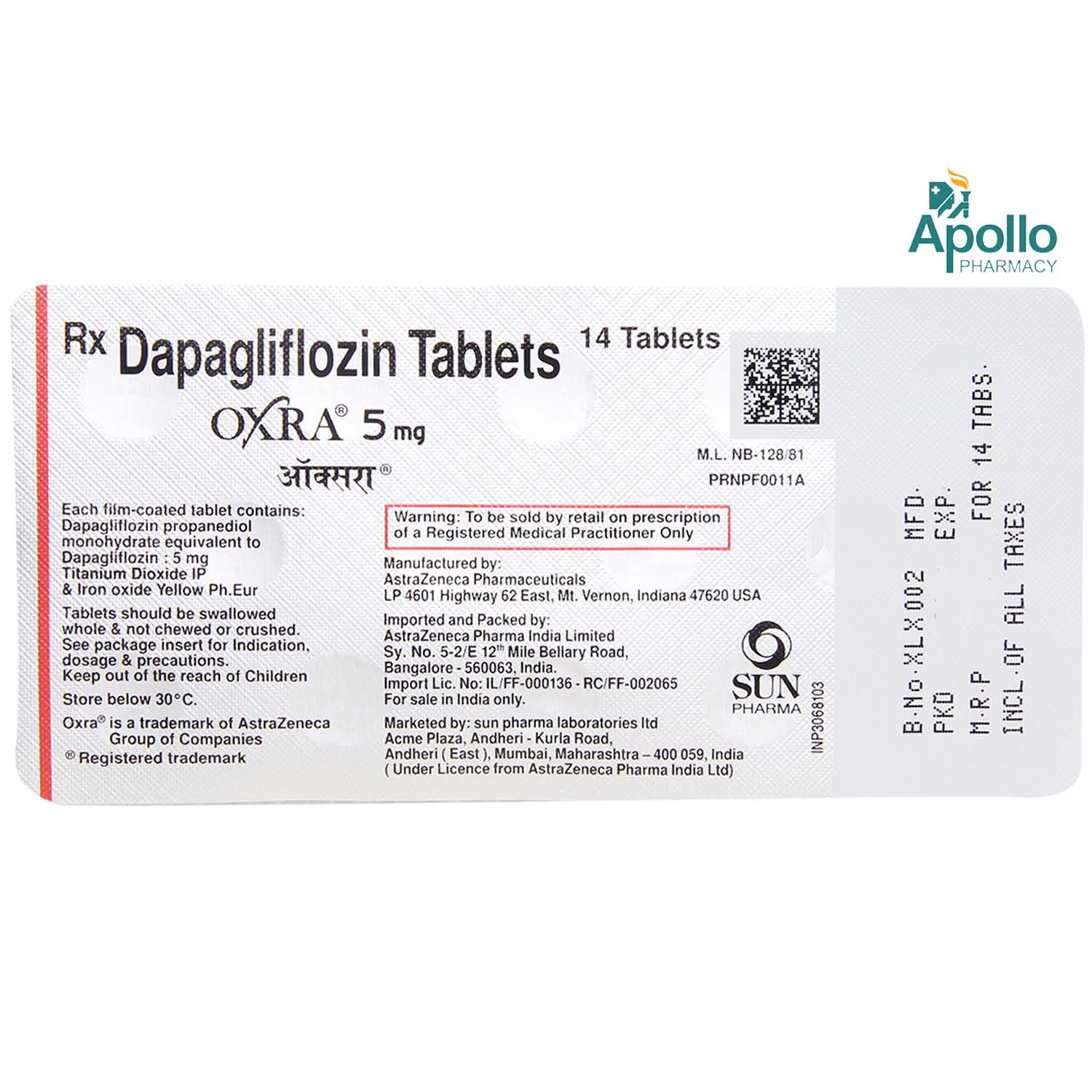 Oxra 5 mg Tablet 14's Price, Uses, Side Effects, Composition - Apollo ...